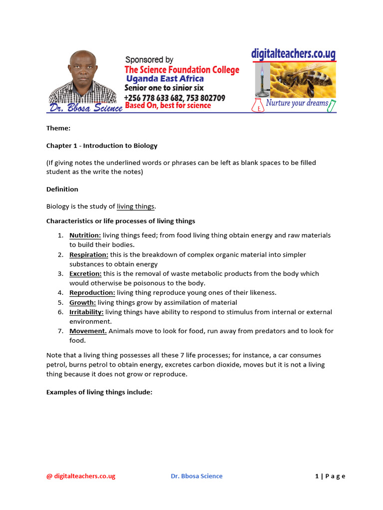 S I New Curriculum Biology Chapter 1 Introduction To Biology | PDF ...