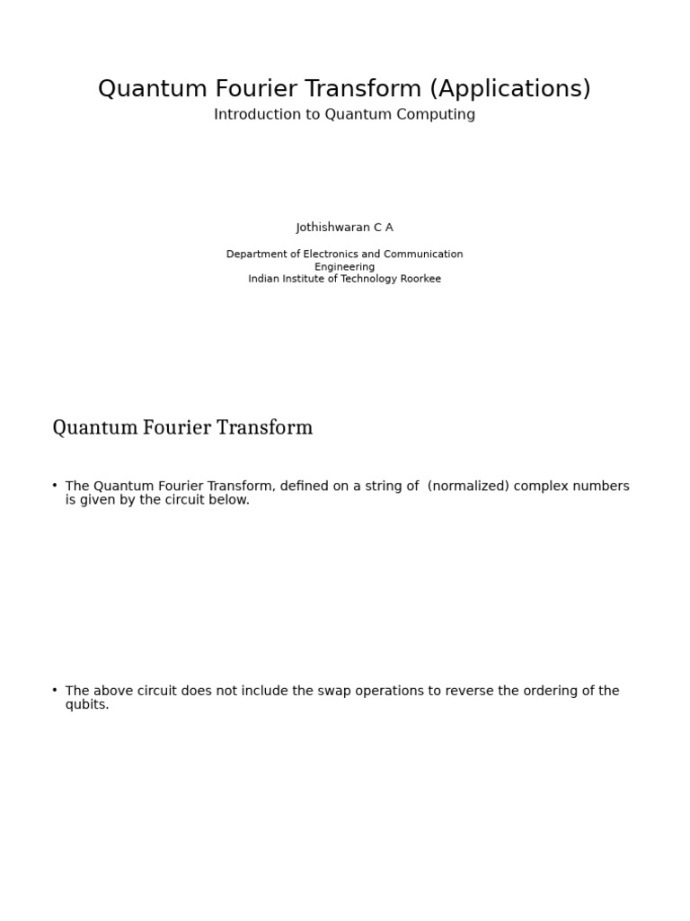 Week - 4 - Quantum Fourier Transform (Applications) | PDF