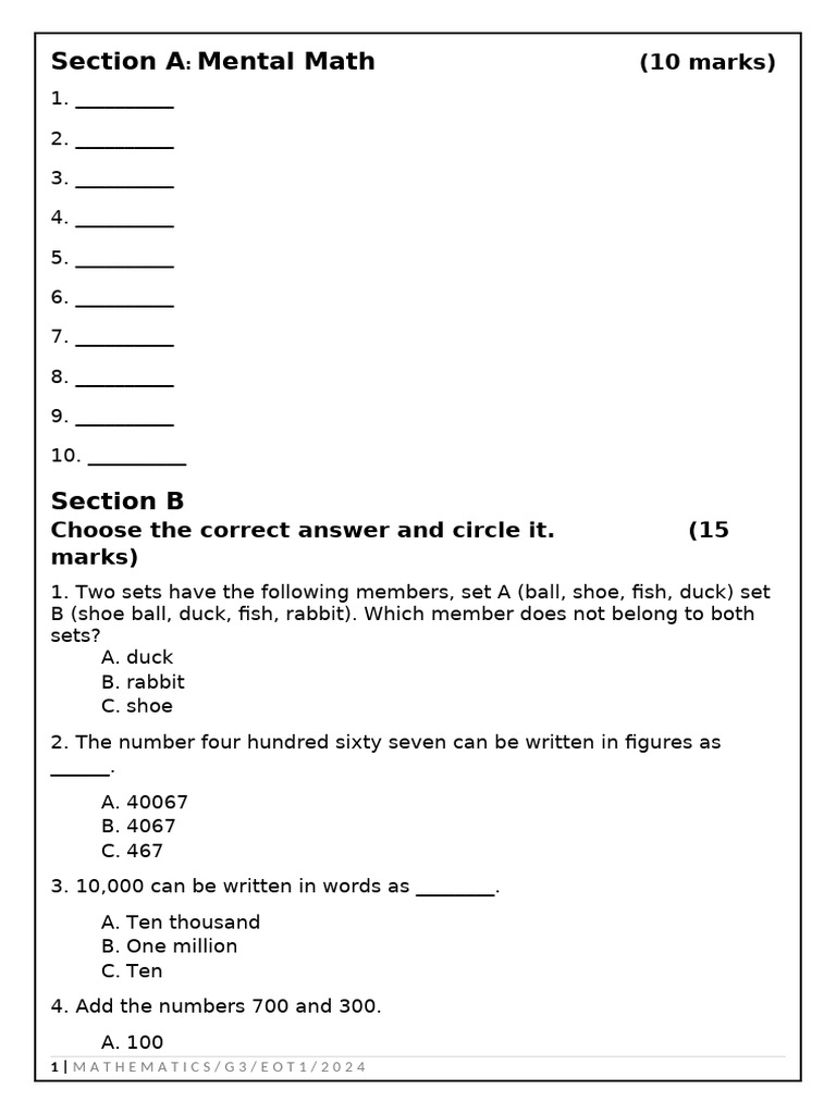 g3 - Mathematics Eot2 '24 | PDF | Arithmetic | Mathematics