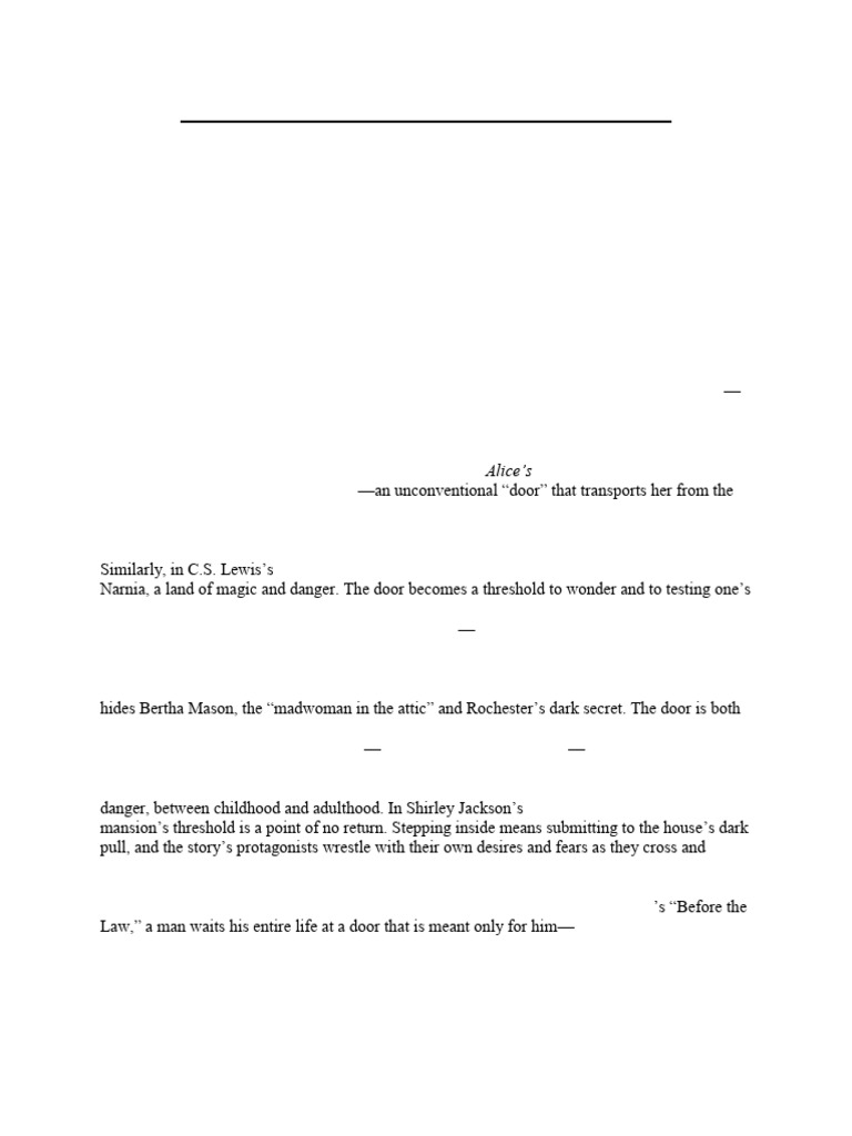 Symbolism of Doors and Thresholds in Literature | PDF