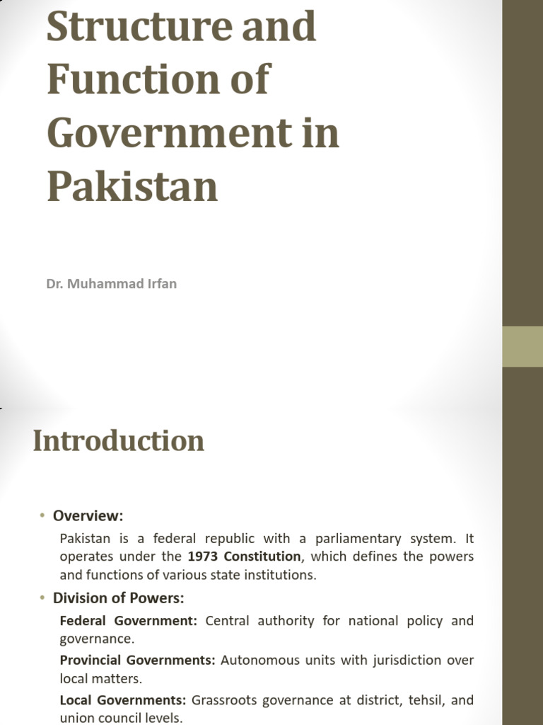 Structure and Function of Govt in Pakistan | PDF | Government Of ...