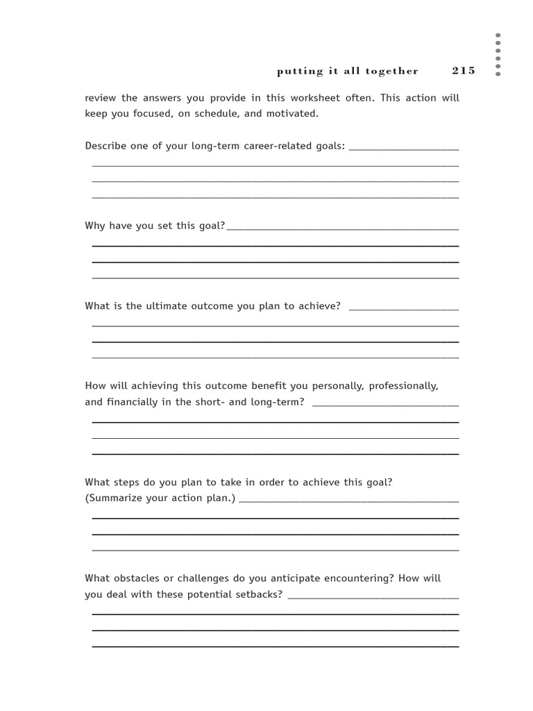 Career Goal Planning Worksheet | PDF