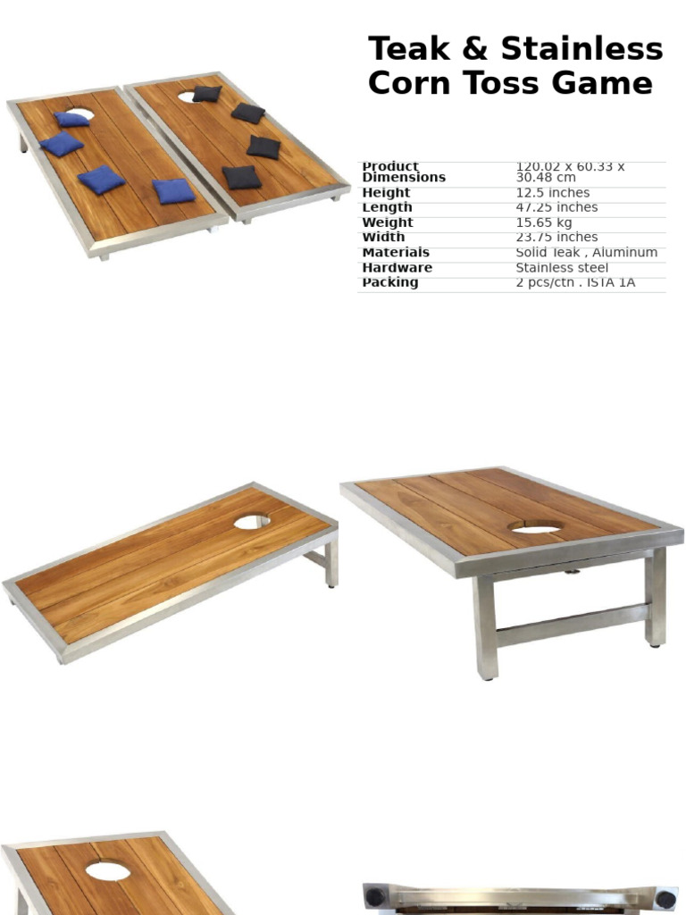 Teak & Stainless Corn Toss Game | PDF