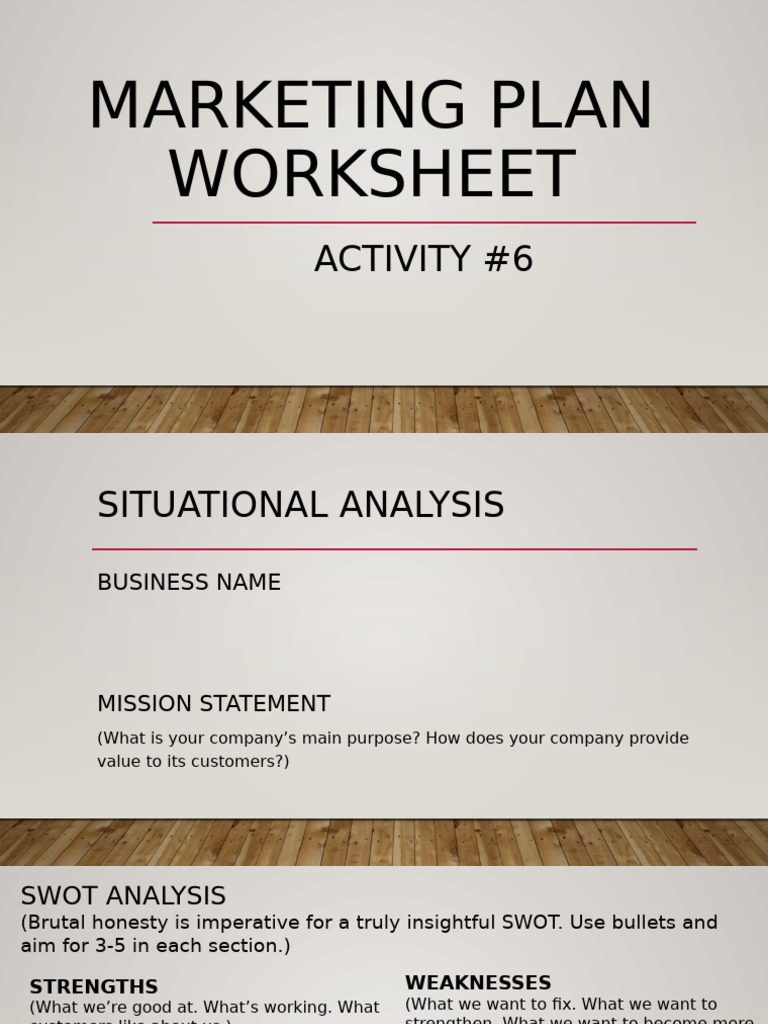 Marketing Plan Worksheet | PDF