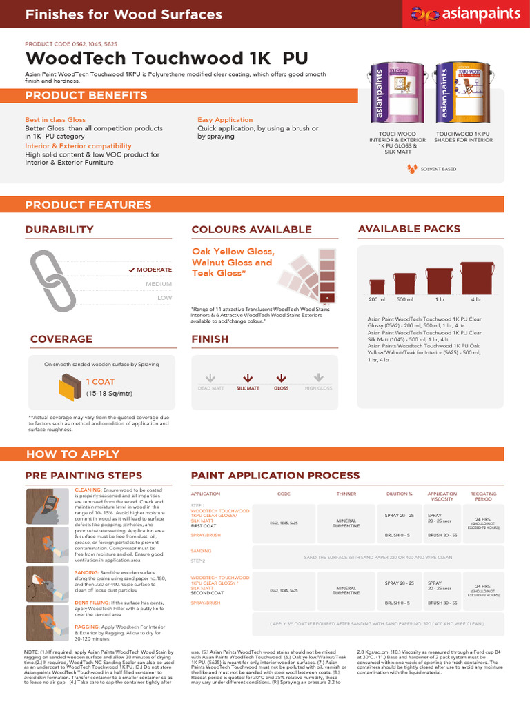 Woodtech Touchwood 1kpu May 24 | PDF | Paint | Varnish