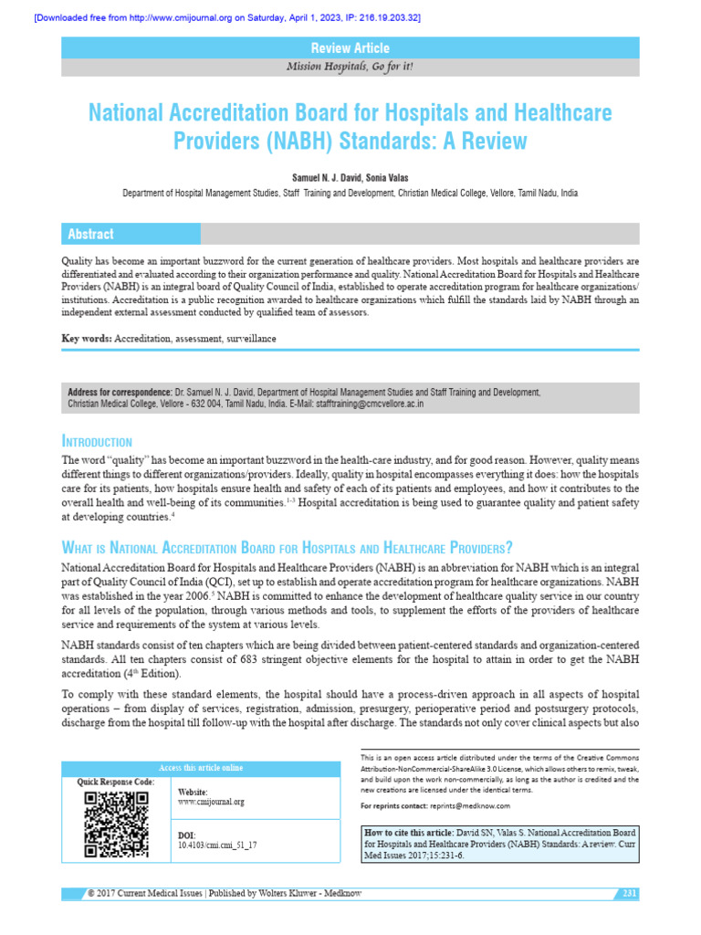 National Accreditation Board For Hospitals and Hea | PDF | Joint ...