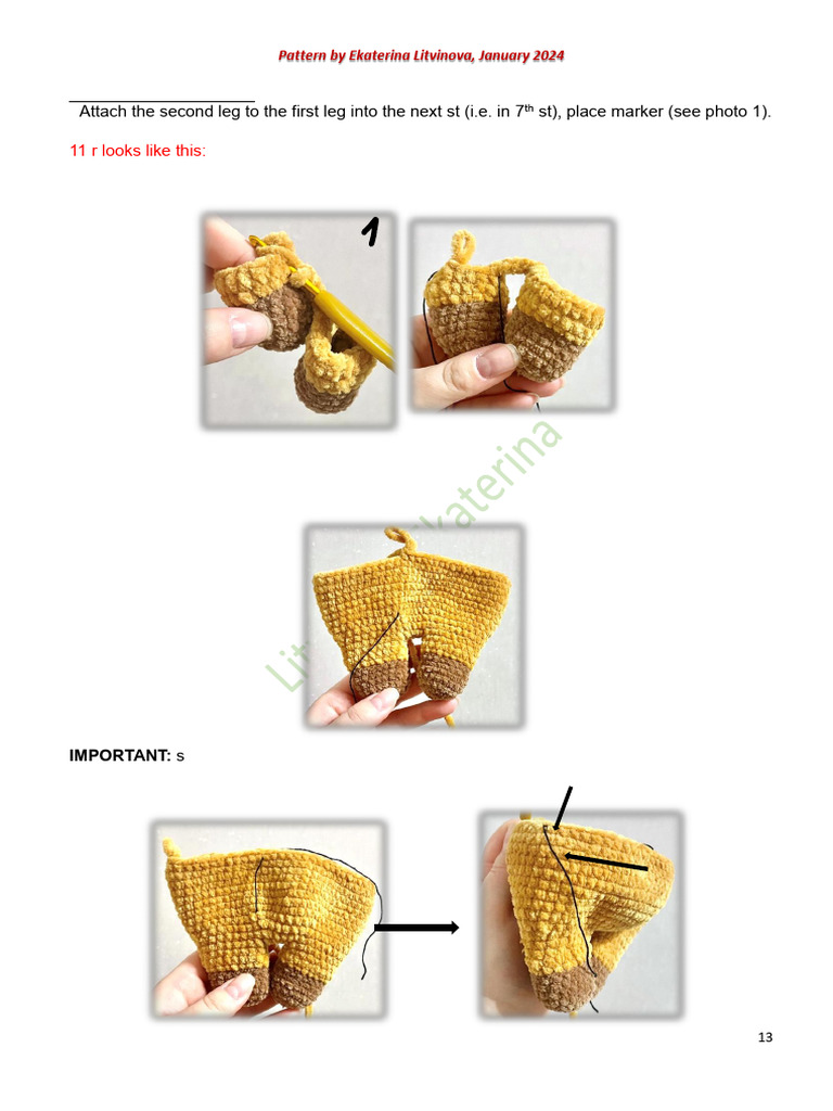 Crochet Pattern for Toy Legs Assembly | PDF