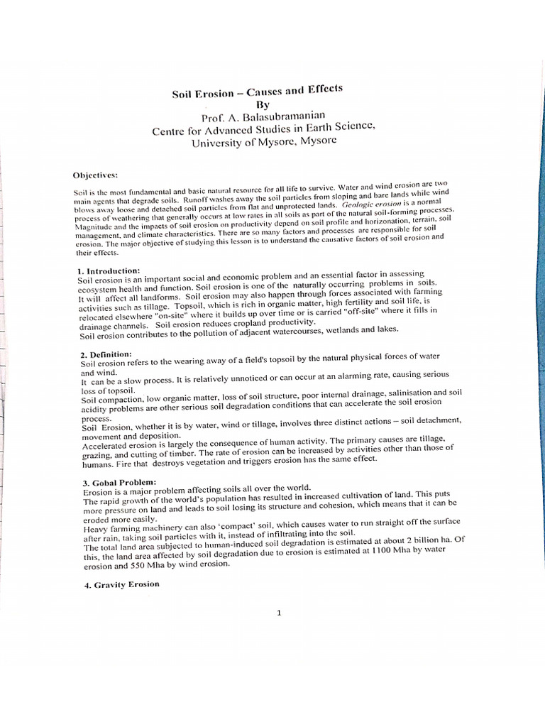 Soil Erosion - Causes and Effects | PDF