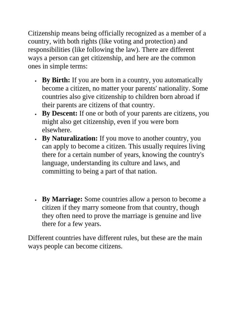 Ways to Obtain Citizenship | PDF