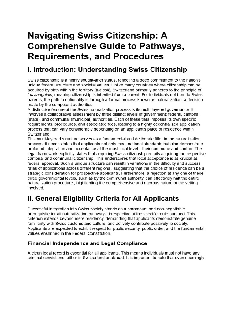 Swiss Citizenship Acquisition Steps | PDF | Naturalization | Switzerland