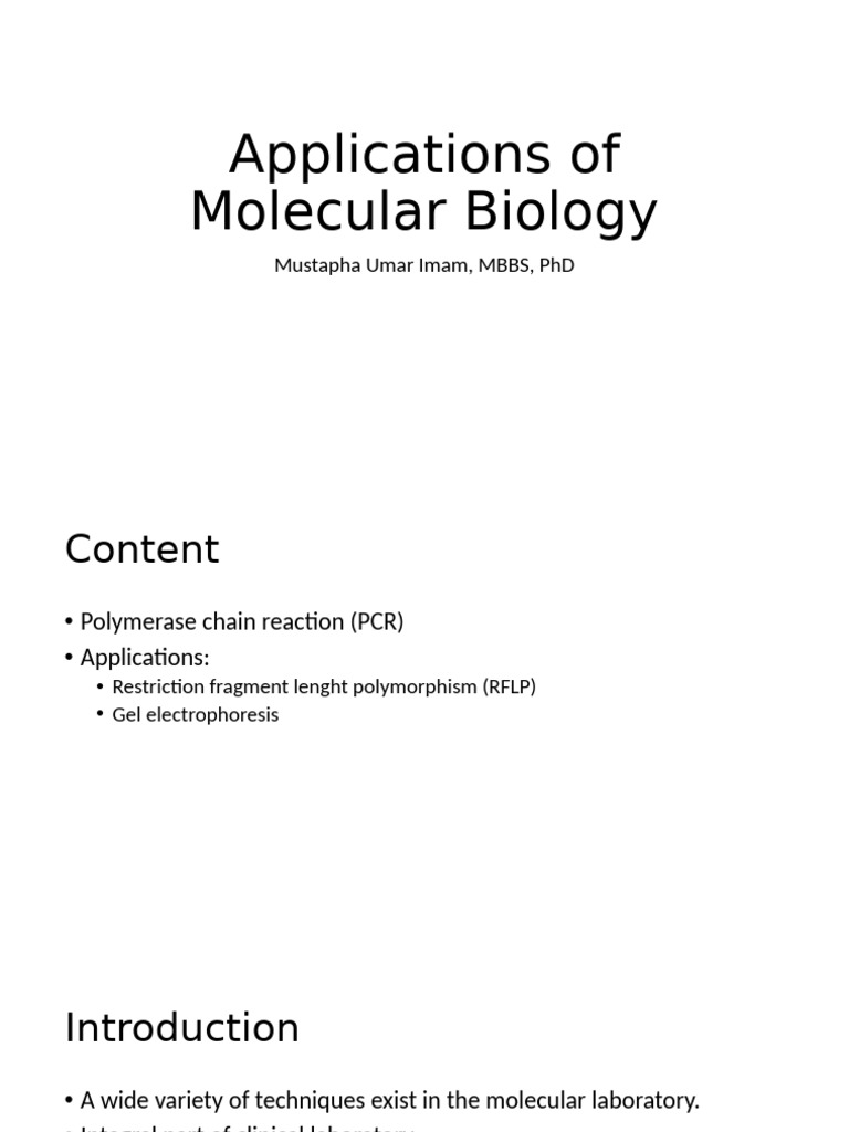 Applications of Molecular Biology | PDF | Polymerase Chain Reaction ...