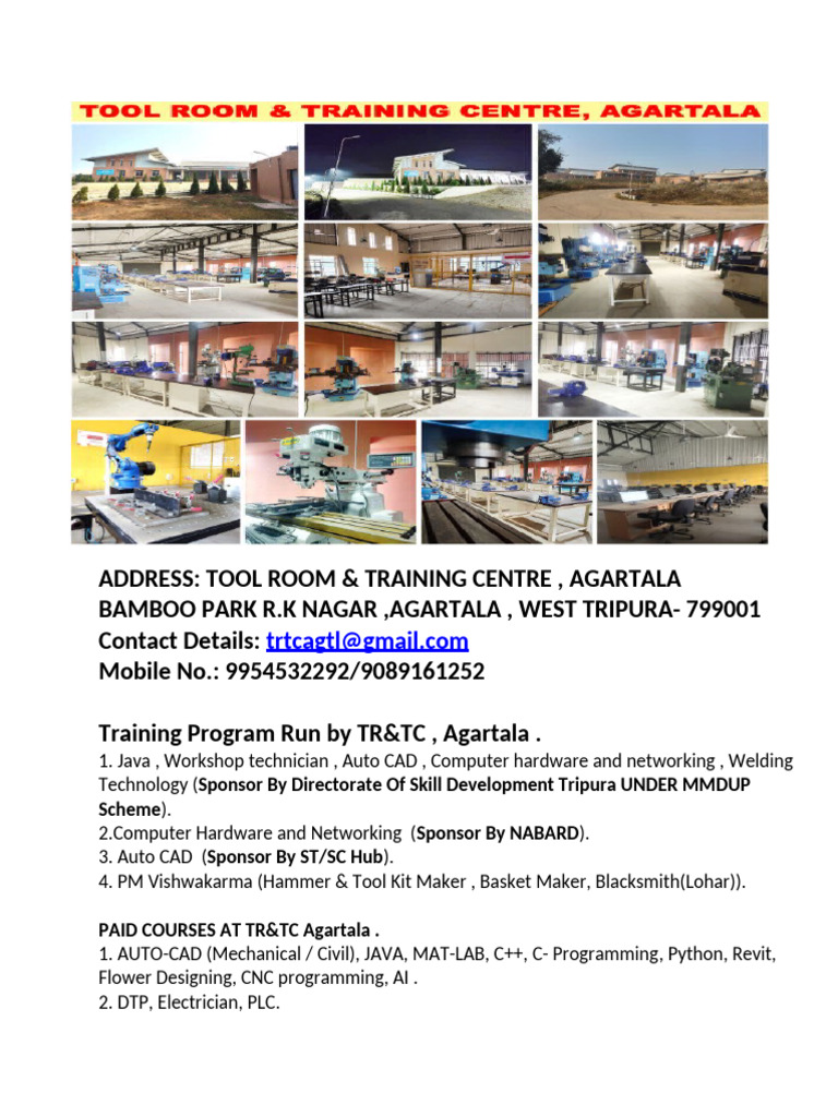 Tool Room & Training Centre Agartala | PDF