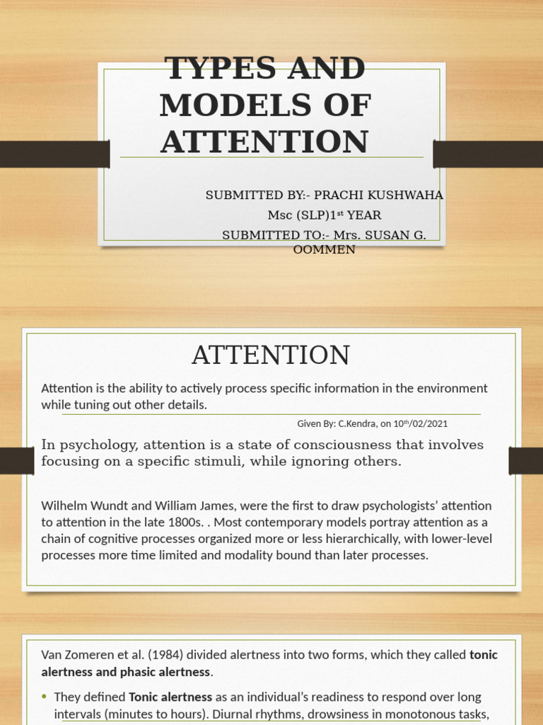 Types and Models of Attention | PDF | Attention | Brain
