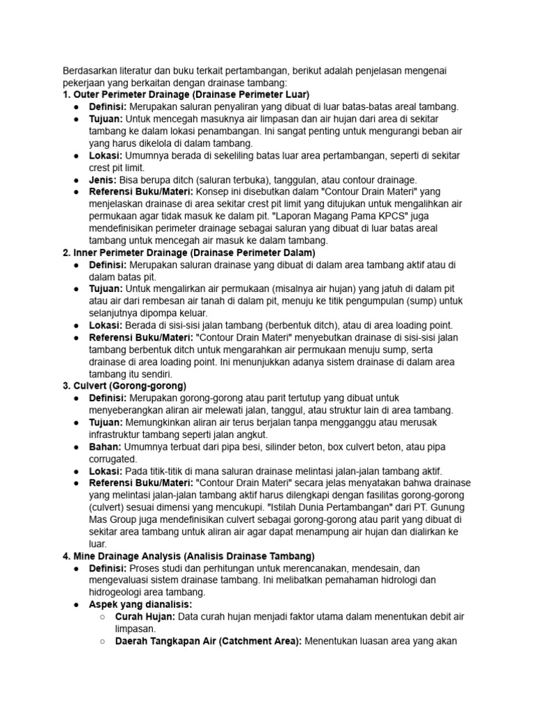 Drainase Perimeter Tambang dan Analisisnya | PDF