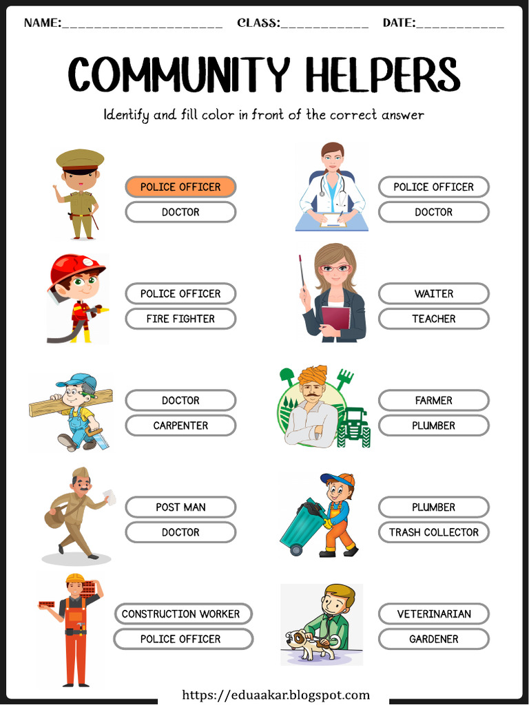 Community Helpers Woksheets | PDF