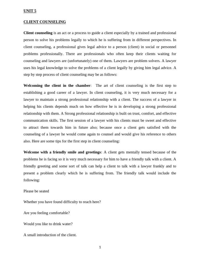 Effective Client Counseling Techniques | PDF | Mediation | Risk
