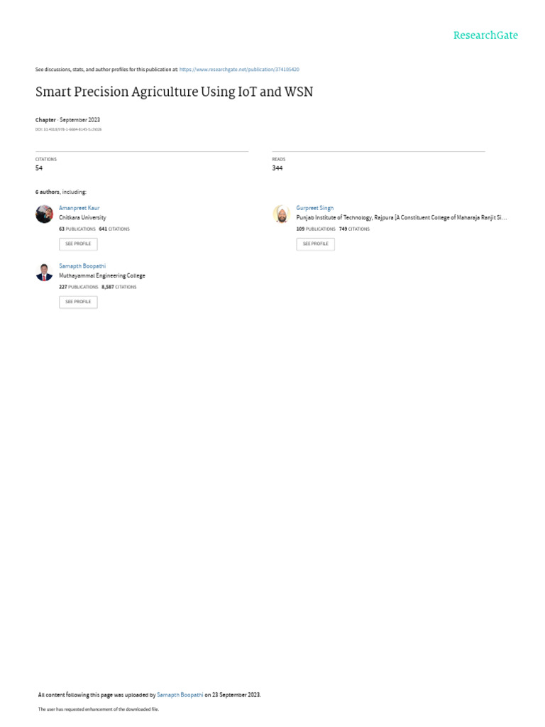 14 Smart Precision Agriculture Using Iot And Wsn Pdf Wireless Sensor Network