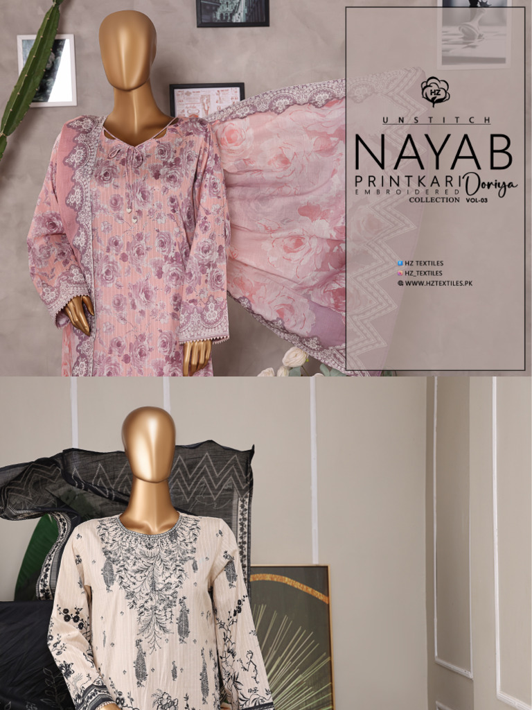 Nayab Printkari Doriya Embroidered Collection Vol-03 | PDF