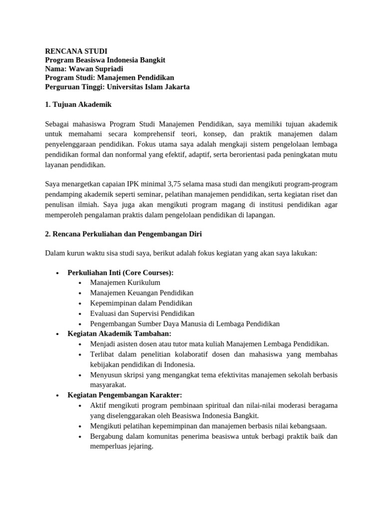 Rencana Studi | PDF