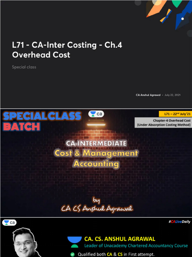 L71 CAInter Costing Ch4 Overhead Cost No Anno | PDF