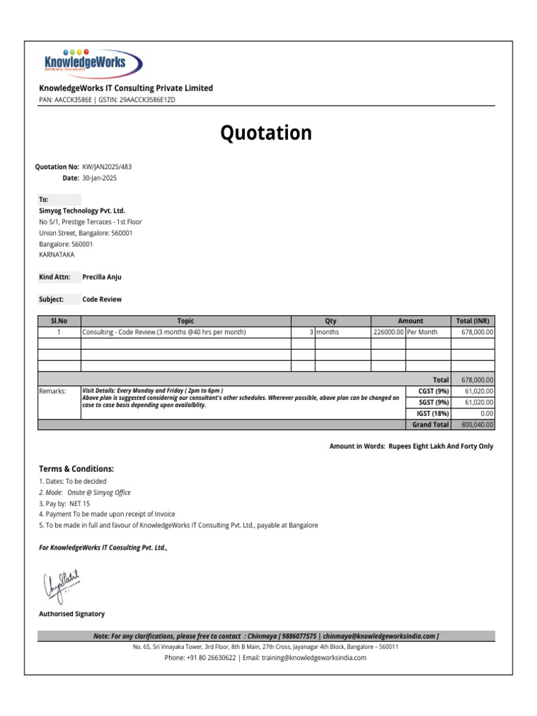 483 - Quotation - Code Review - Simyog | PDF