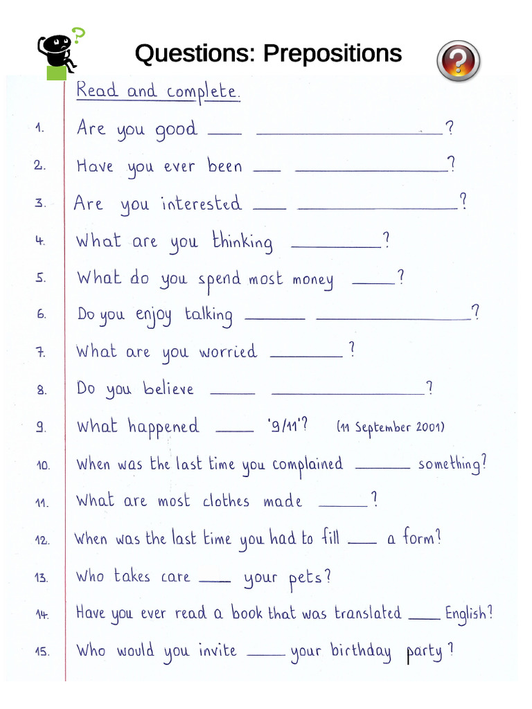 Read and Complete Prepositions Fun Activities Games Writing Creative ...