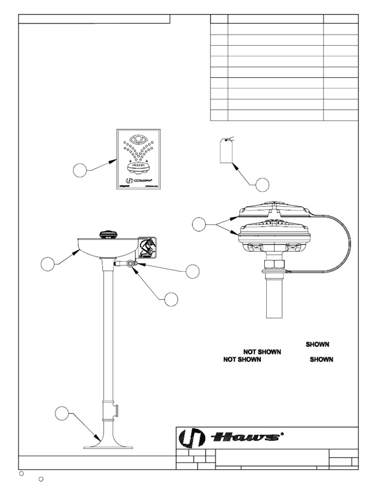 Haws 7261 7271 AXION MSR Pedestal Mount Eyewash Station W Plastic Bowl ...