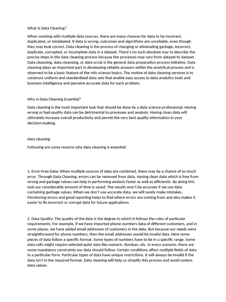 What Is Data Cleaning | PDF | Data | Data Analysis