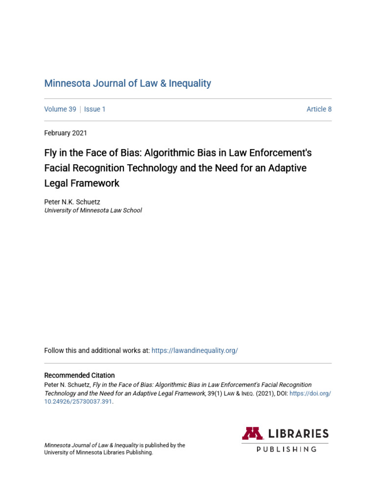 Fly in The Face of Bias - Algorithmic Bias in Law Enforcements Fa | PDF ...