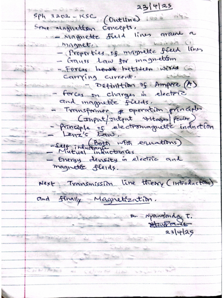 Sph3202 - KSC - Lecture Outline - 23 - 4 - 25 | PDF