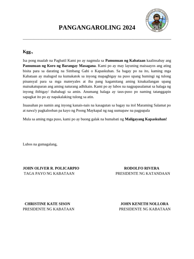 Pangangaroling 2024 | PDF