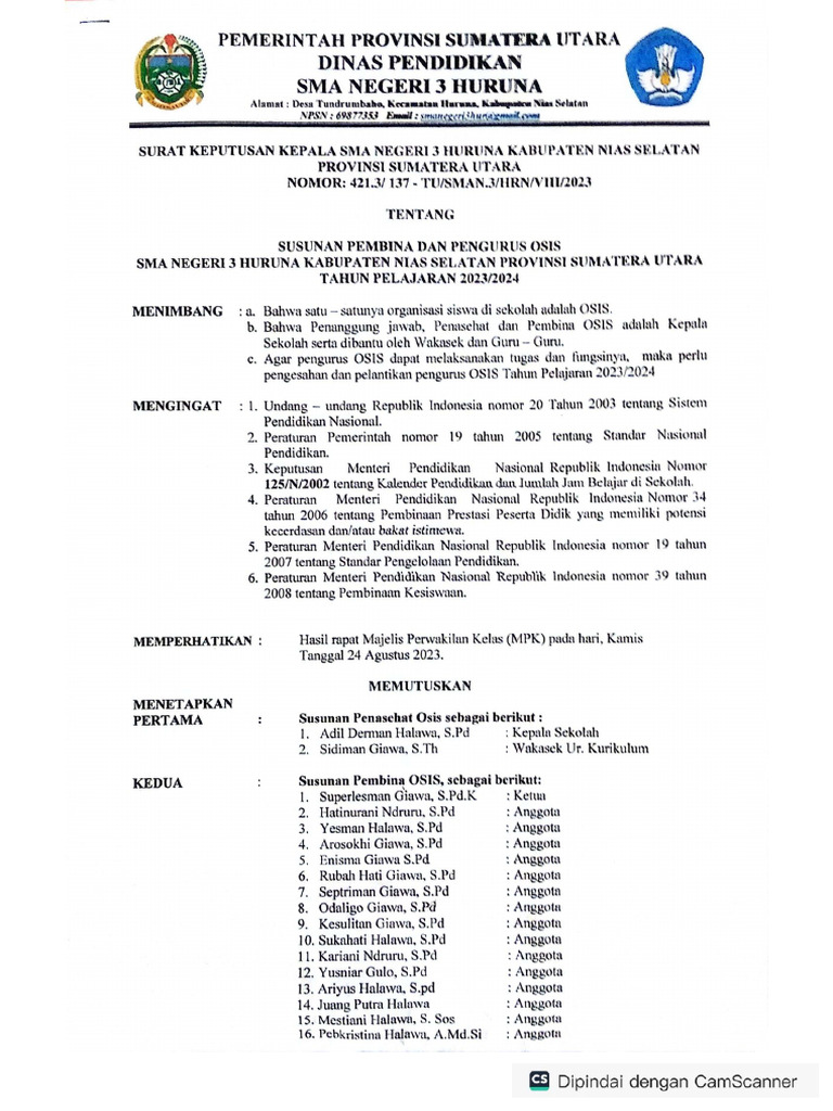 SK Osis - Pembina Kesiswaan | PDF