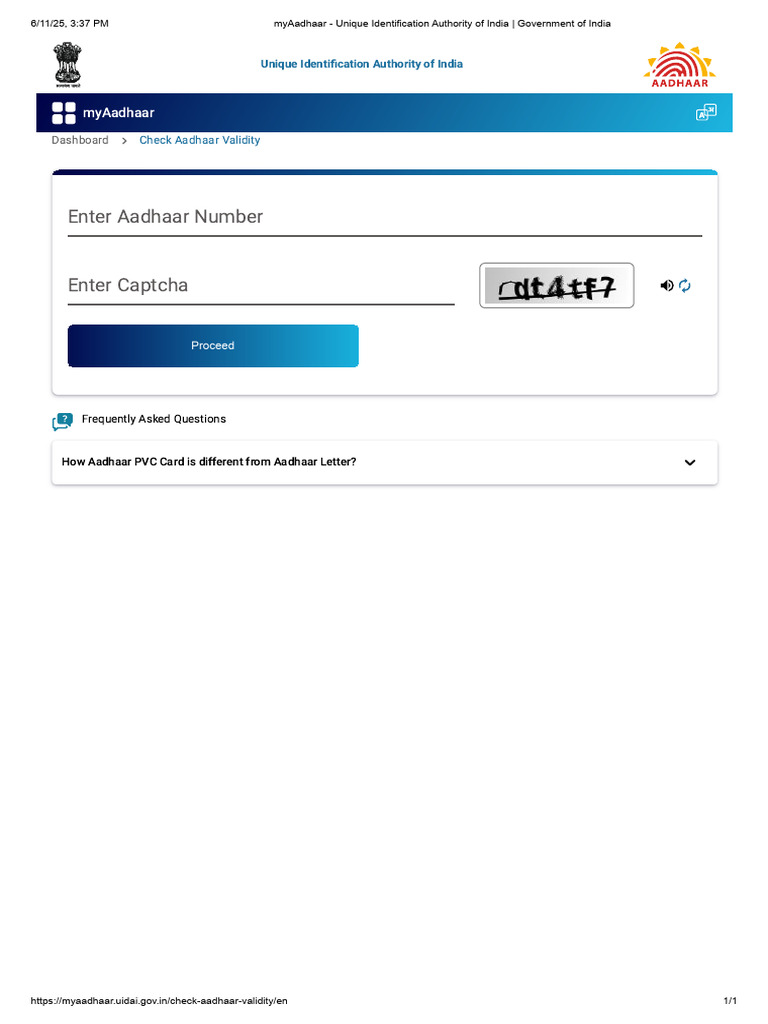 MyAadhaar - Unique Identification Authority of India _ Government of ...
