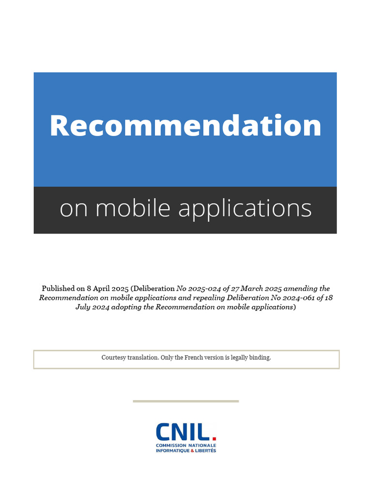 CNIL Recommendation Mobiles App | PDF | Operating System | Application Software