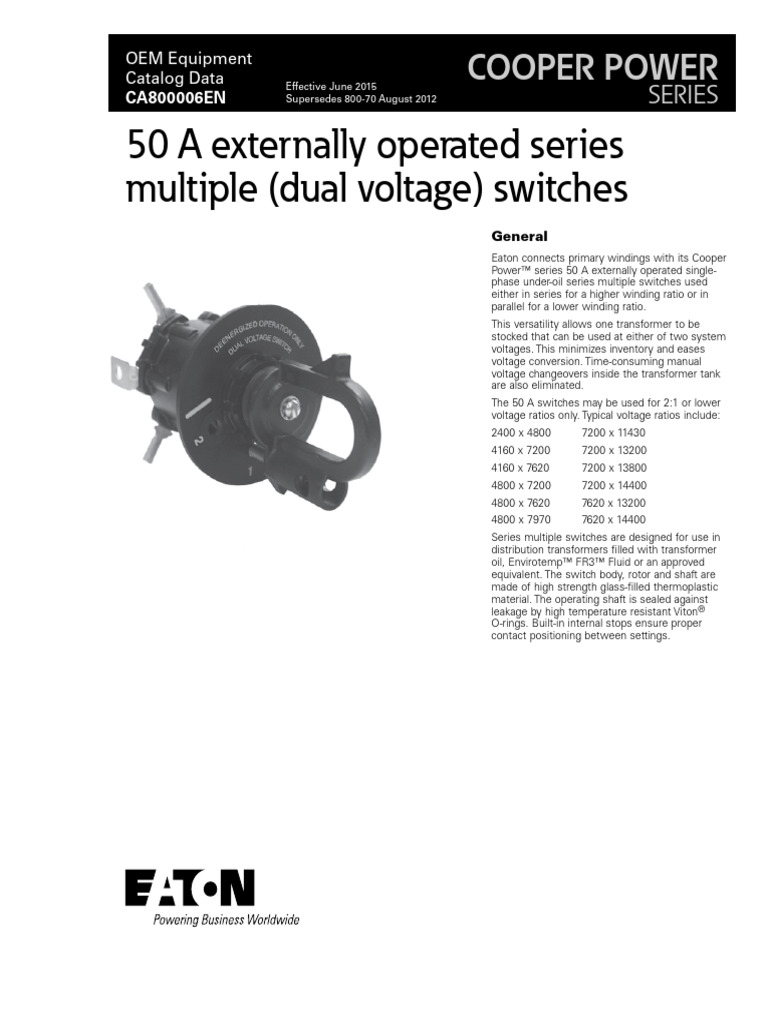 DV 스위치 CA800006EN 50a Externally Operated Series Multiple Dual Voltage ...