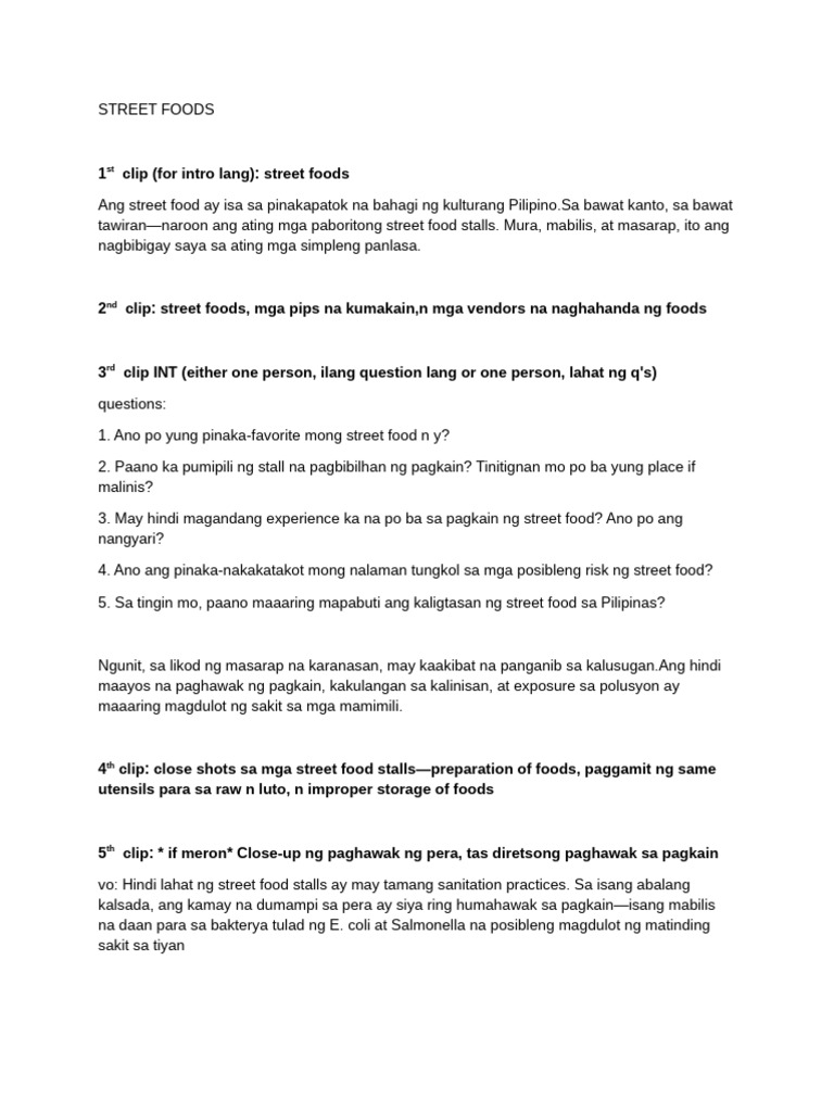 Street Foods - WTD | PDF