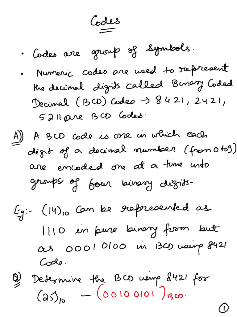 DD Notes - 3 Binary Codes | PDF