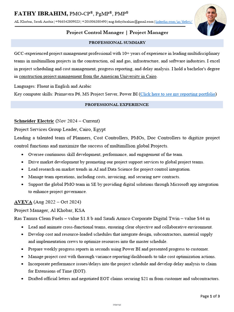 Fathy Ibrahim's Resume - 04 | PDF | Project Management | Computing