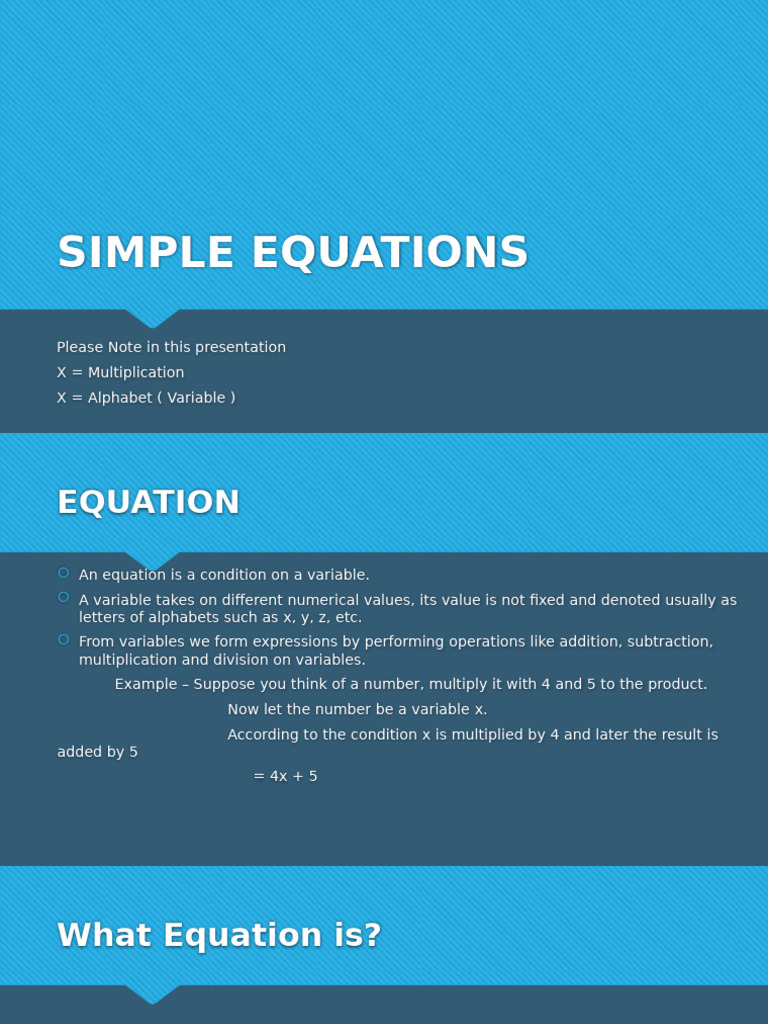 Simple Equation | PDF | Equations | Multiplication