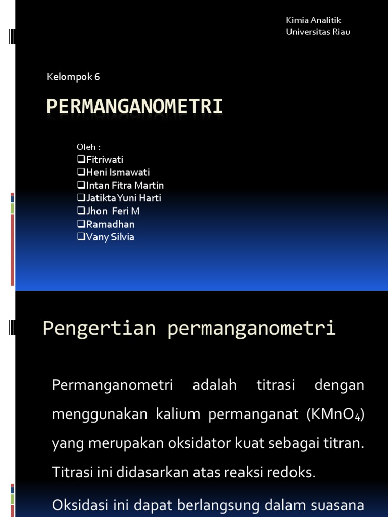 Permanganometri Presentasi | PDF