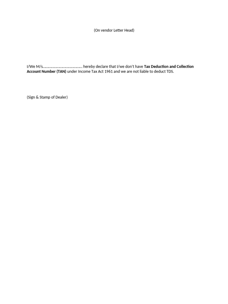 TAN Declaration Format | PDF