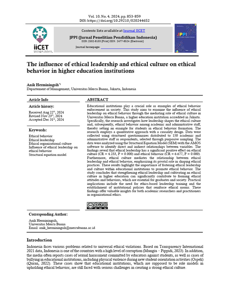 Ethical Leadership's Impact on Behavior | PDF | Structural Equation ...