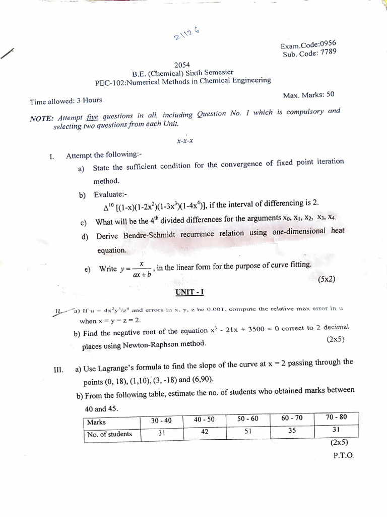 6 sem pyq, of dr. SSB UICET panjab university Chandigarh | PDF | Distillation | Scientific Phenomena