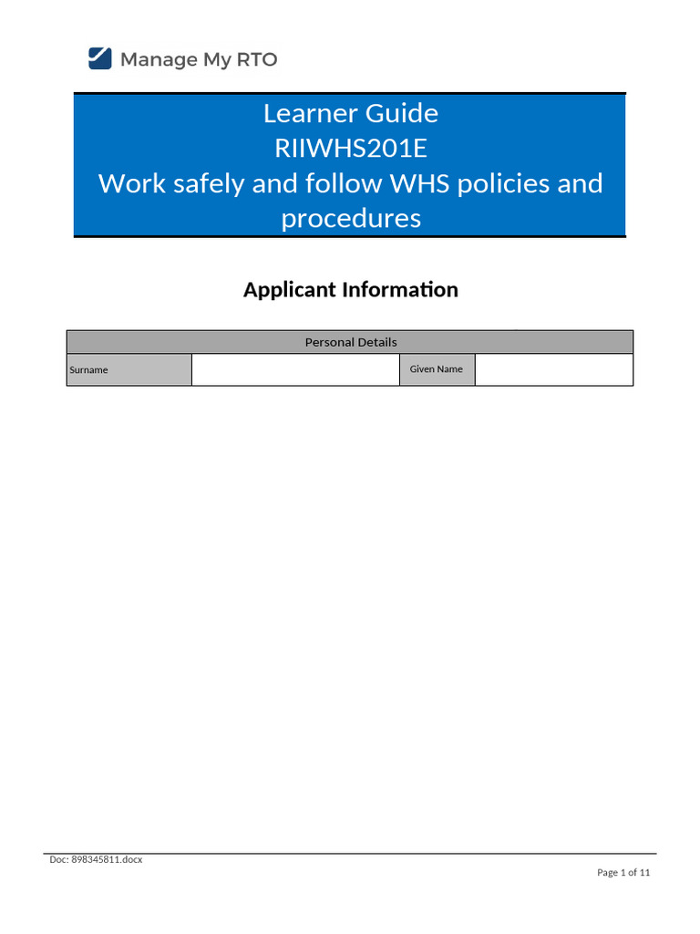 Work Safely: WHS Policies Guide | PDF | Occupational Safety And Health ...