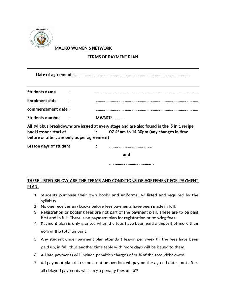 Terms of Payment Plan | PDF
