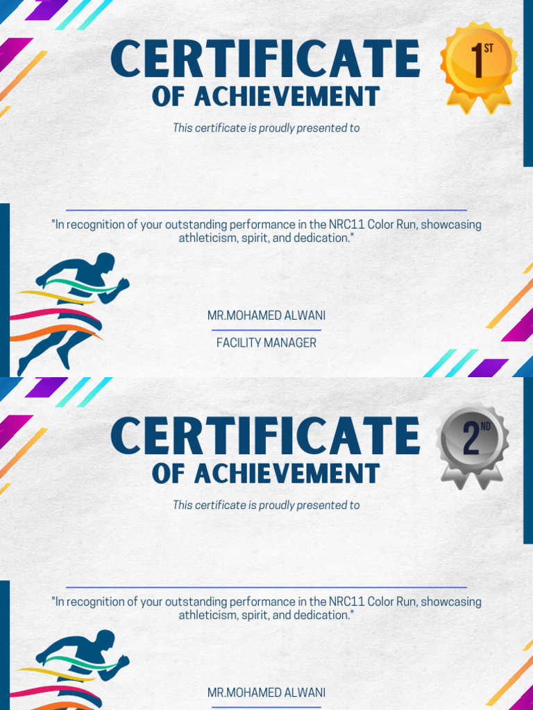 Blue, Purple, and Yellow Colorful Certificate of Achievement ...