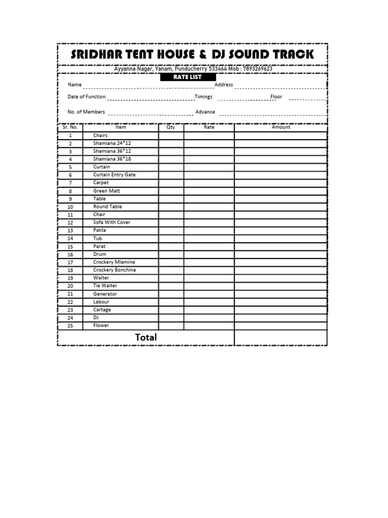 TENT BILL Yanam | PDF