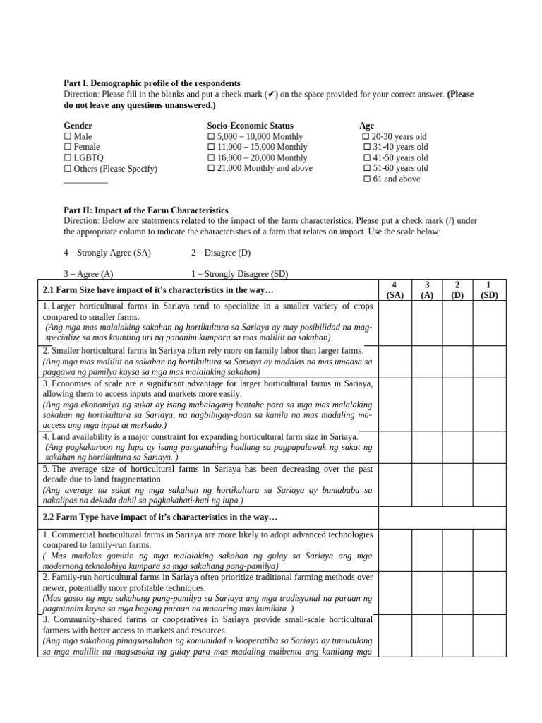 Imie Mean Questionnaire | PDF