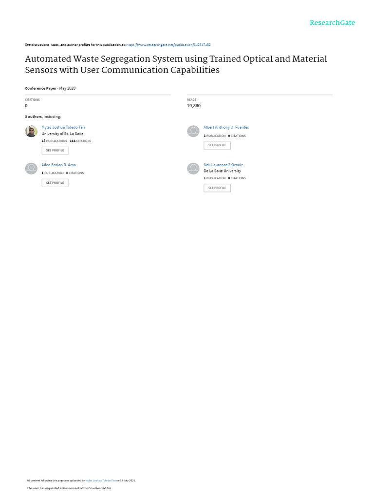 Automated Waste Segregation System Using Trained Optical and Material ...