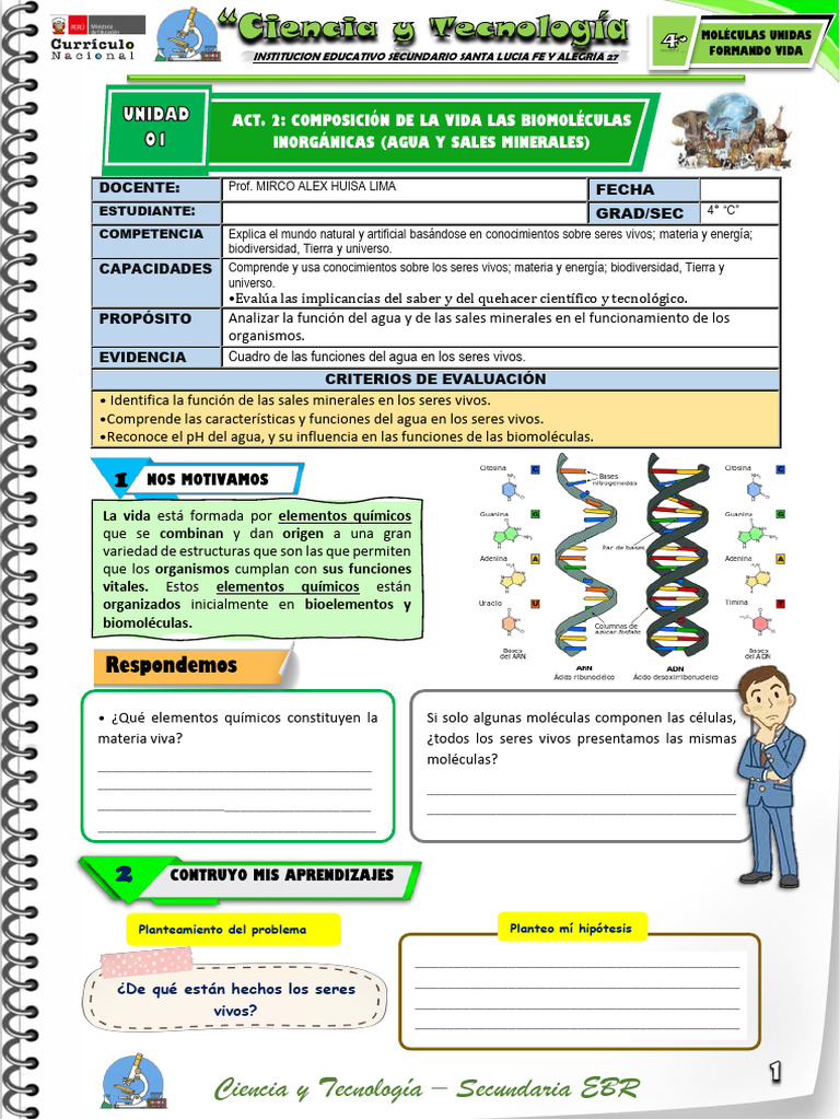 B4º Act 2-Cyt-U1 | PDF | Propiedades del agua | Organismos
